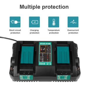 Dual Charging Ports Rapid Charger DC18RD for Makita Tools 14.4V-18V LXT Li-ion Battery BL1815 BL1820 BL1830 BL1850 BL1860 BL1840 BL1430 BL1415