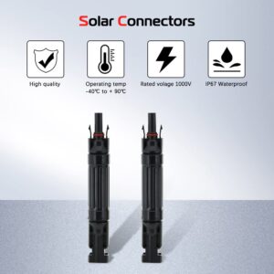 A ABIGAIL 2PCS 20A Solar Fuse Holder Inline Male and Female Connector 10 Amp PV Fuse for Solar Pannel Waterproof w/Fuse, Black, Male Female with Fuse 20A Fuse Connector Black