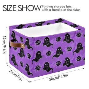 Halloween Spooky Purple Rectangular Storage Basket Large Storage Baskets Collapsible Canvas Basket for Storage Bin for Kids Room Toy Organizer Home Baby Hamper 1 Pieces