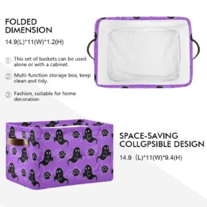 Halloween Spooky Purple Rectangular Storage Basket Large Storage Baskets Collapsible Canvas Basket for Storage Bin for Kids Room Toy Organizer Home Baby Hamper 1 Pieces