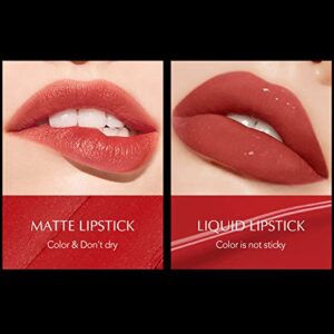 KUAILEGO ROSE GOLD 2 In 1 Matte Lipstick & Liquid Lipstick, Full Color Lip Gloss, Matte Finish, Nude, Long Wear Waterproof Velvet Lipstick (04)