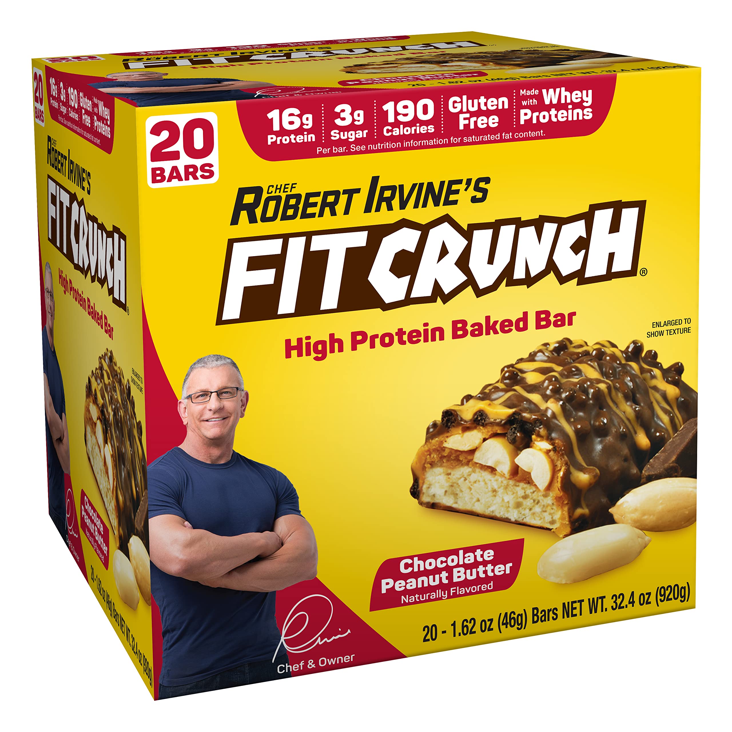 FITCRUNCH Protein Bars, Snack Size Value Pack, Gluten Free, Made with Whey Proteins (20 Snack Size Bars, Peanut Butter)