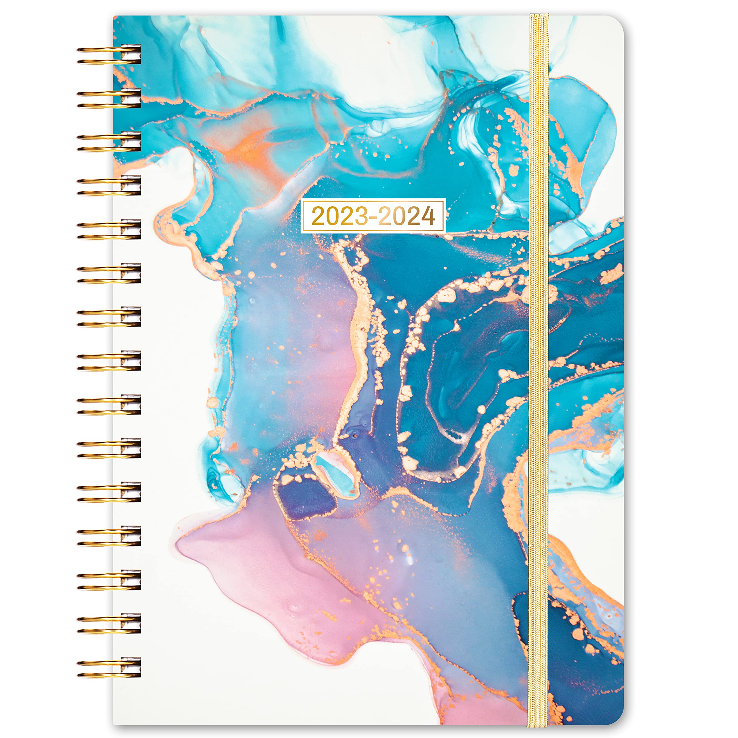 2023-2024 Planner - 2023-2024 Academic Weekly & Monthly Planner with Tabs, 6.3" x 8.4", July 2023 - June 2024, Hardcover with Back Pocket + Thick Paper + Twin-Wire Binding - Contrast Watercolor