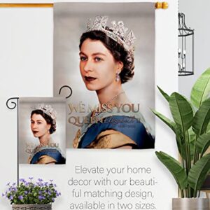 Queen Elizabeth II Flag We Miss You Garden Flag Set Wood Dowel Sweet Life Sympathy Remembrance Memorial Bereavement Love Support Emotion Postive House Banner Small Yard Gift Double-Sided, Made in USA