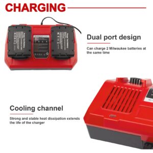 Dual Battery Charger Replace for M18 Milwaukee 6A Rapid Lithium Charger to Charge 14.4V-18V XC Lithium-ion Battery 48-59-1890 48-59-1812 48-11-1850 48-11-1820 48-11-1835 48-59-1802