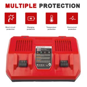 Dual Battery Charger Replace for M18 Milwaukee 6A Rapid Lithium Charger to Charge 14.4V-18V XC Lithium-ion Battery 48-59-1890 48-59-1812 48-11-1850 48-11-1820 48-11-1835 48-59-1802