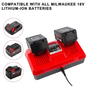 Dual Battery Charger Replace for M18 Milwaukee 6A Rapid Lithium Charger to Charge 14.4V-18V XC Lithium-ion Battery 48-59-1890 48-59-1812 48-11-1850 48-11-1820 48-11-1835 48-59-1802