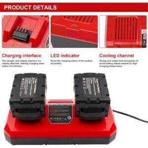 Dual Battery Charger Replace for M18 Milwaukee 6A Rapid Lithium Charger to Charge 14.4V-18V XC Lithium-ion Battery 48-59-1890 48-59-1812 48-11-1850 48-11-1820 48-11-1835 48-59-1802