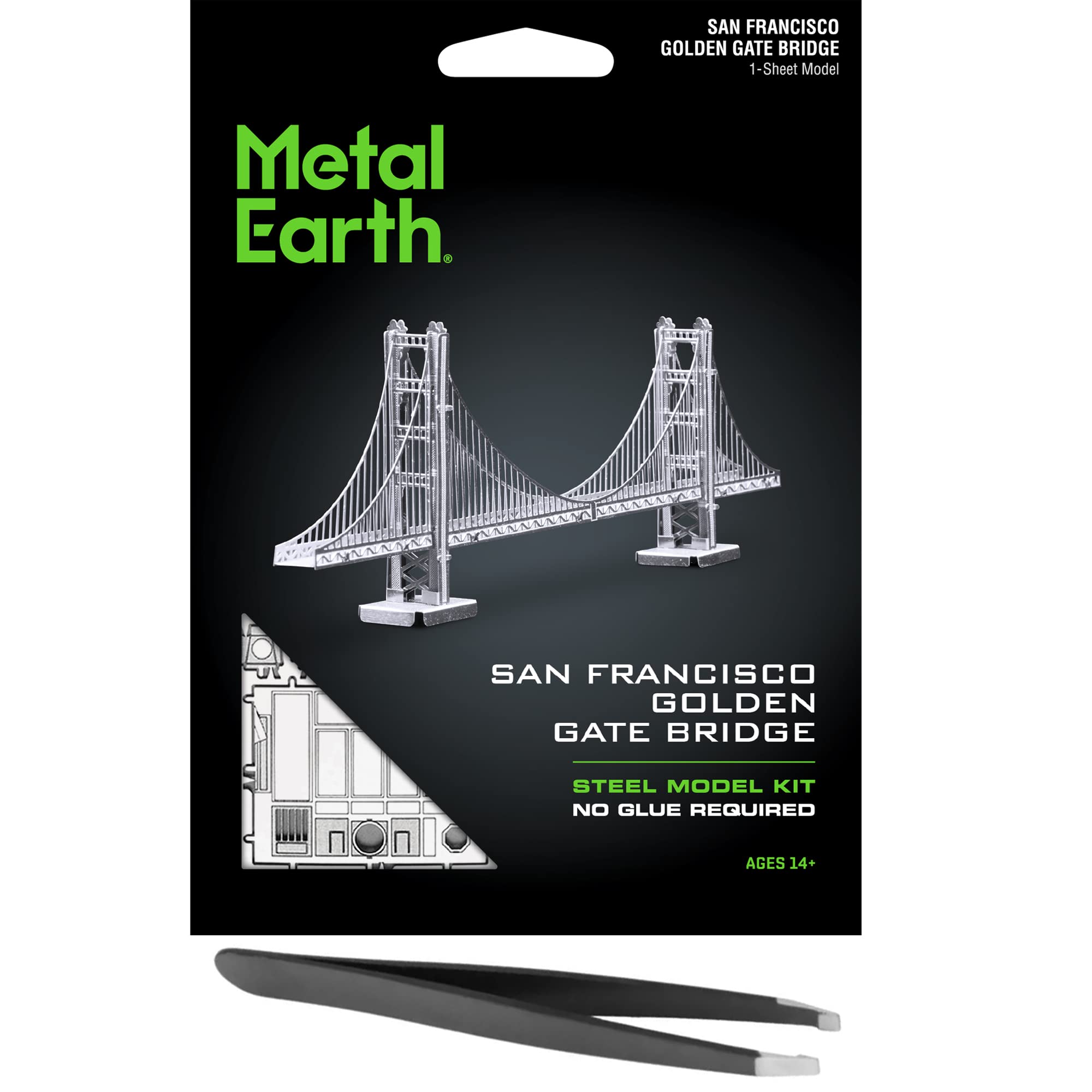 Metal Earth San Francisco Golden Gate Bridge 3D Metal Model Kit Bundle with Tweezers Fascinations