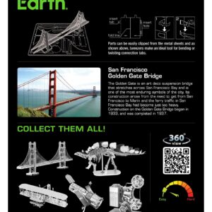 Metal Earth San Francisco Golden Gate Bridge 3D Metal Model Kit Bundle with Tweezers Fascinations