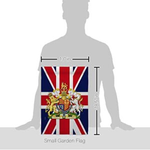 Queen Elizabeth II Flag Coat of Arms United Kingdom Garden Flag - Set Wood Dowel Sweet Life Sympathy Remembrance Bereavement Emotion Postive - House Banner Small Yard Gift Double-Sided 13 X 18.5