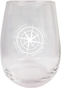 creighton nebraska souvenir 15 ounce laser engraved stemless wine glass compass design 2-pack