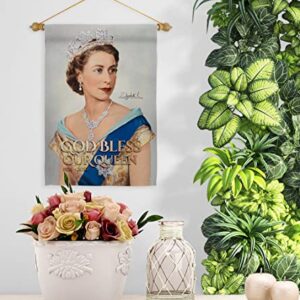 Queen Elizabeth II Flag Set Wood Dowel Sweet Life Sympathy Remembrance Memorial Bereavement Love Support Emotion Postive - House Banner Small Yard Gift Double-Sided 13 X 18.5