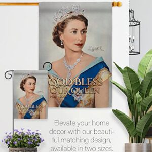 Queen Elizabeth II Flag Set Wood Dowel Sweet Life Sympathy Remembrance Memorial Bereavement Love Support Emotion Postive - House Banner Small Yard Gift Double-Sided 13 X 18.5