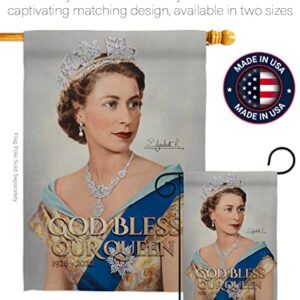 Queen Elizabeth II Flag Set Wood Dowel Sweet Life Sympathy Remembrance Memorial Bereavement Love Support Emotion Postive - House Banner Small Yard Gift Double-Sided 13 X 18.5