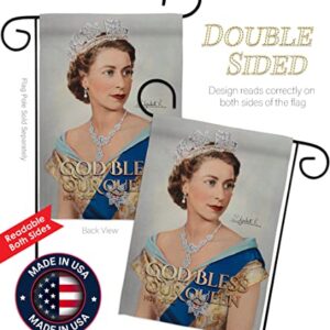 Queen Elizabeth II Flag Set Wood Dowel Sweet Life Sympathy Remembrance Memorial Bereavement Love Support Emotion Postive - House Banner Small Yard Gift Double-Sided 13 X 18.5