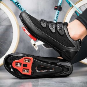 Ksloutdoor Peloton Unisex Cycling Shoes Women Bike Outdoor Sports Shoes Road Bike Cycling Shoes for Men SPD Indoor Peloton Bike Shoes Compatible SPD Cleats Riding Shoe Black Size 11.5/14.5