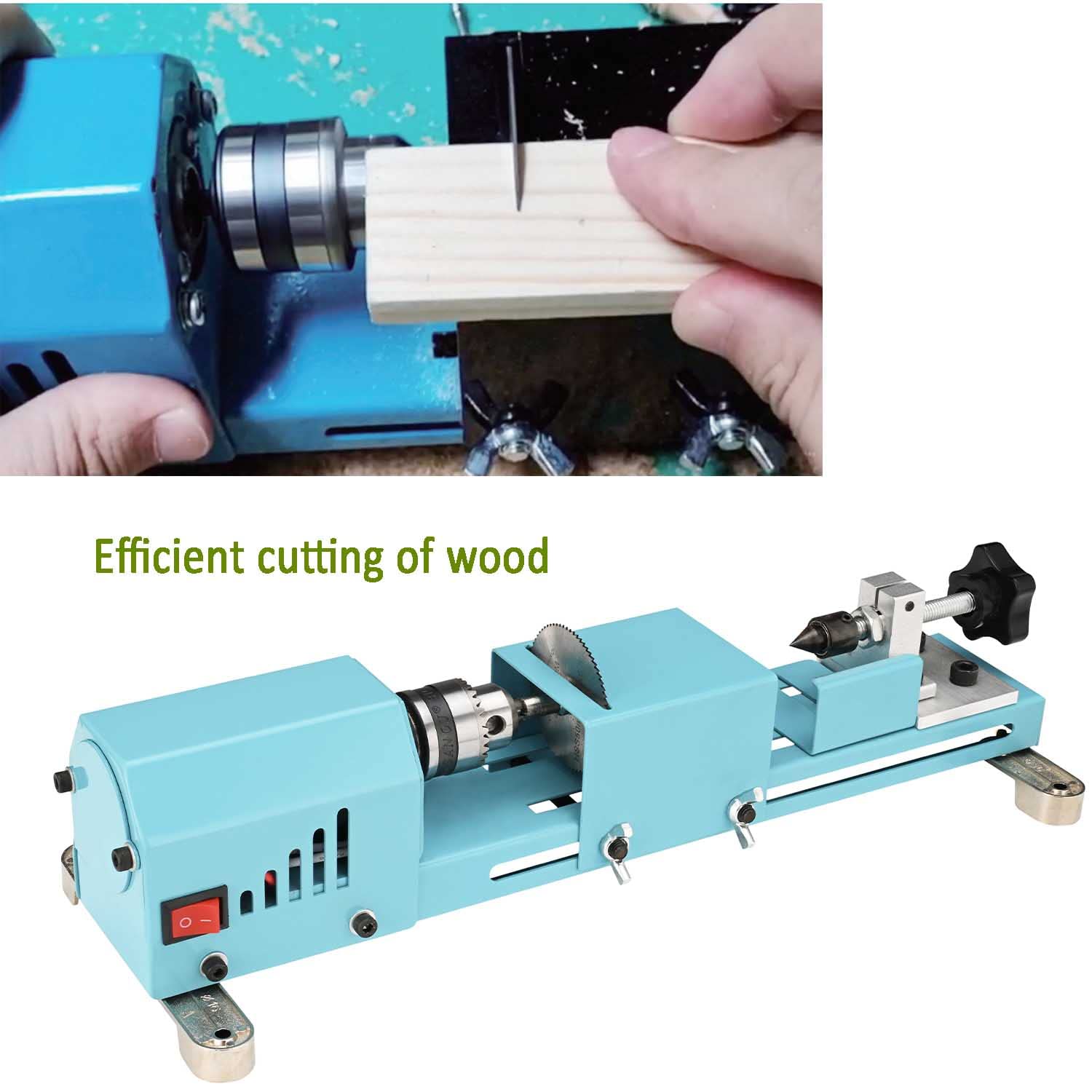 Mini Lathe Wood Lathe Machine Multi-Purpose Type Lathe Milling Cutting Grinding Polishing Professional Table Top Lathe Tool Kit