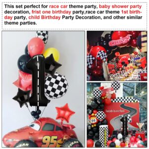 Race Car Birthday Party Balloons,40 Inch Big Mylar Foil Racetrack Number Balloon 1 Black for Baby Shower Boys 1st Birthday Party Decorations,Race Car Theme Party Decorations Supplies 7 Pcs Set