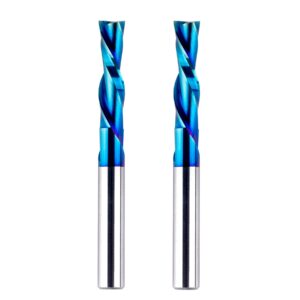 bititz 2pcs carbide downcut spiral cnc router bit 1/4" cutting diameter 1" cutting length for dado mortise woodwork tools