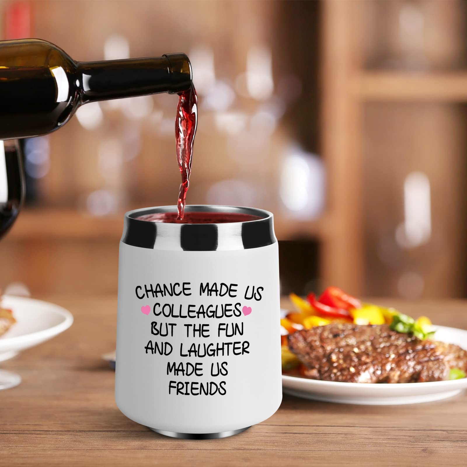 NBOOCUP Coworker Gifts for Women, Chance Made Us Colleagues - Funny Leaving Farewell or Going Away Thank You Birthday Christmas Gifts for Coworkers Colleague Boss Women, 12 oz Stemless Wine Tumbler