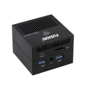 Fusion5 FMP4 Mini PC Windows 11 Pro - Intel Quad Core Mini Computer, 128GB Storage and 8GB RAM - Mini Desktop Computer with Dual Band WiFi, HDMI, USB 3.0, Micro SD Card Slot - Small & Portable