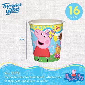 Treasures Gifted Officially Licensed Peppa Pig Birthday Party Supplies - Serves 16 Guests Ultimate Set Peppa Pig Party Supplies, Peppa Pig Decorations, Peppa Pig Backdrop, Peppa Pig Cake Topper & More