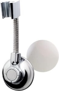 bathbeyond adjustable shower head holder - universal wall mount with flexible vacuum suction cup & adhesive sticker, easy installation for handheld showers no-drill shower accessory shower head stand