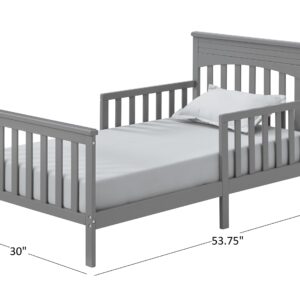 Oxford Baby Harper Wood Frame Toddler Bed with Guardrails and Flat-Top -Headboard, Dove Gray