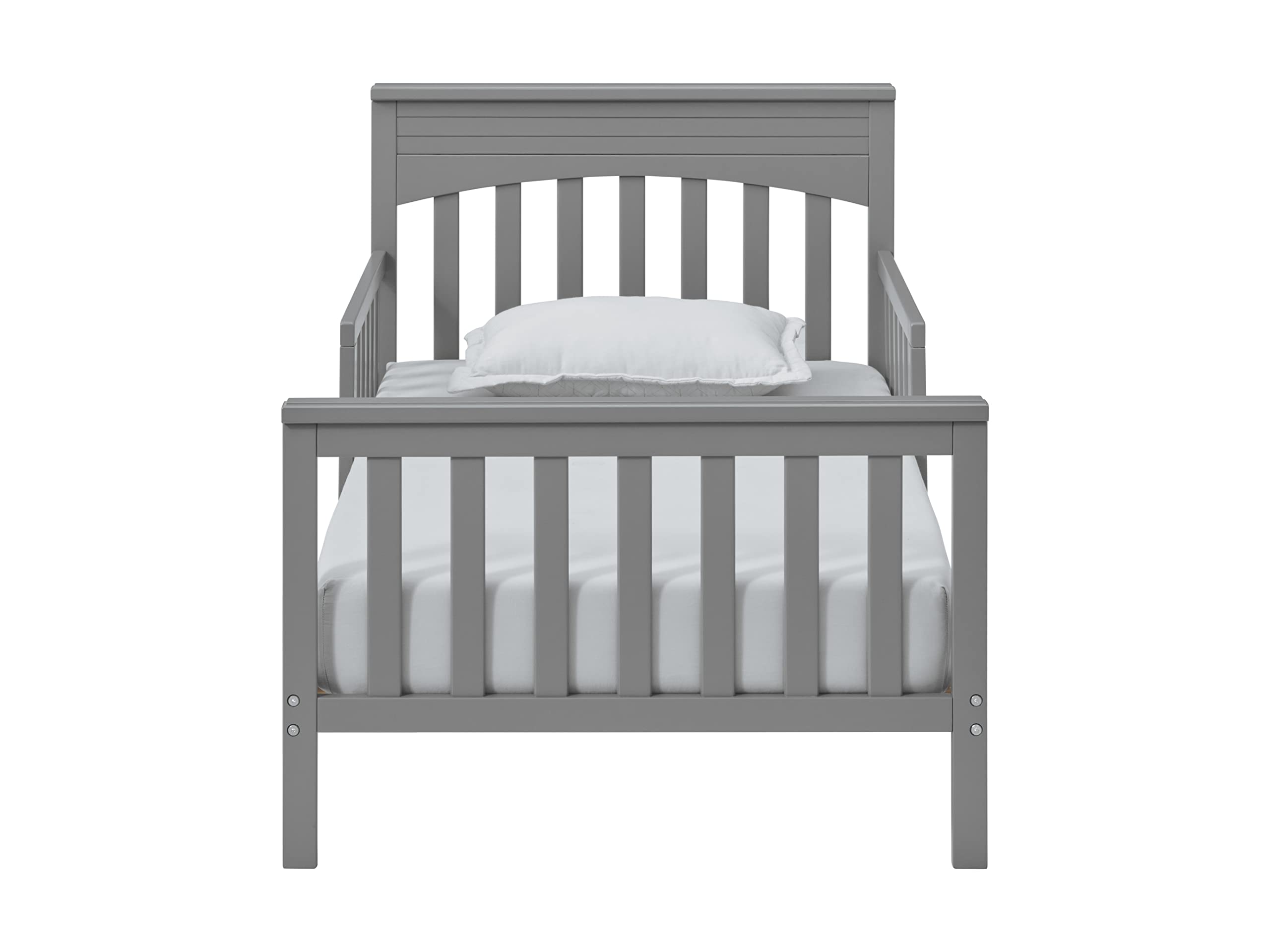 Oxford Baby Harper Wood Frame Toddler Bed with Guardrails and Flat-Top -Headboard, Dove Gray