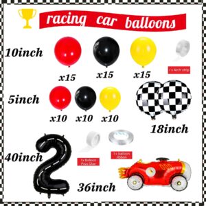 Two Fast Birthday Decorations, Racing Car Theme 2nd Birthday Party Decorations, Two Fast Cake Topper, Tablecloth, Balloons Garland, Two Fast Banner for Two Fast Two Curious Birthday Decorations