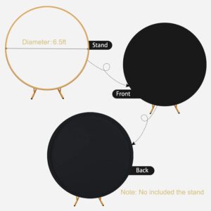 6.5ft Black Round Backdrop Cover for 6.5ft / 6.6ft Circle Stand, Wrinkle Free Stretchy Circle Arch Round Backdrop Cover for Party Wedding Birthday Baby Shower Photography