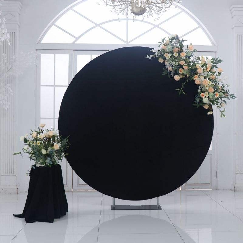 6.5ft Black Round Backdrop Cover for 6.5ft / 6.6ft Circle Stand, Wrinkle Free Stretchy Circle Arch Round Backdrop Cover for Party Wedding Birthday Baby Shower Photography