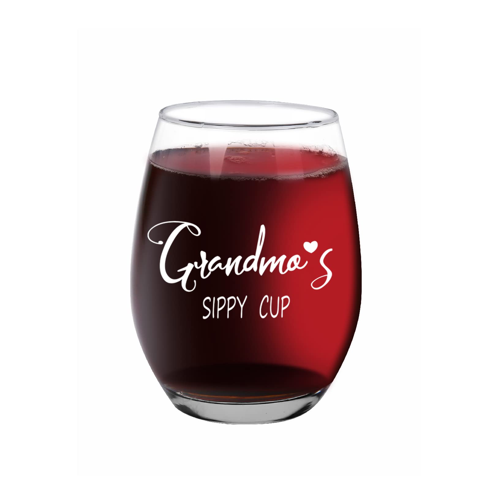 Grandma's Gift Sippy Cup Wine Glass for Women, Grandma, New Grandma, Grandmother, Funny Grandma Gifts from Grandson Granddaughter Stemless Wine Glass for Mother's Day Birthday Christmas 15 Oz