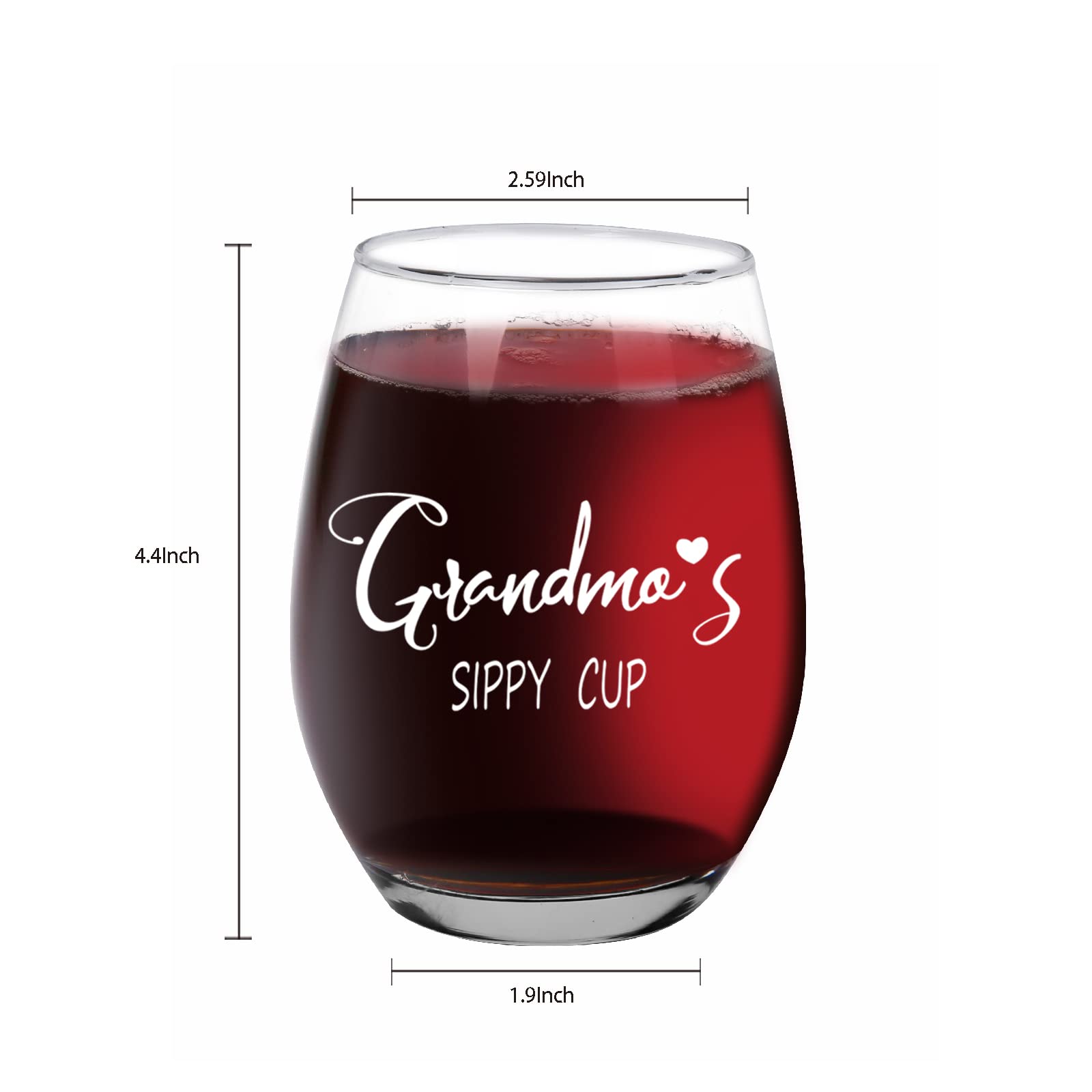 Grandma's Gift Sippy Cup Wine Glass for Women, Grandma, New Grandma, Grandmother, Funny Grandma Gifts from Grandson Granddaughter Stemless Wine Glass for Mother's Day Birthday Christmas 15 Oz