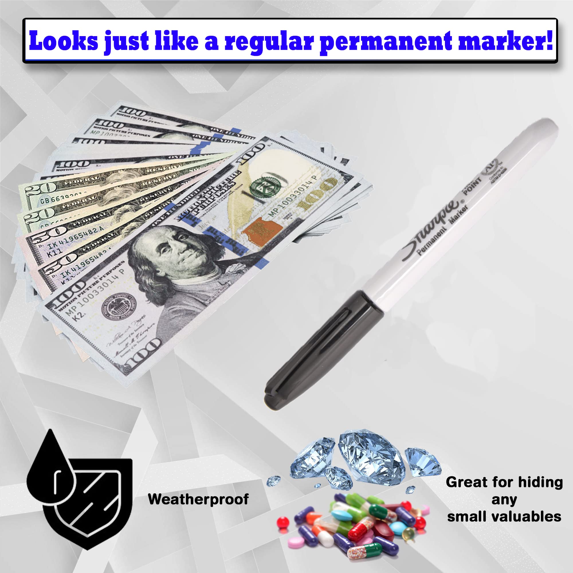 Fake Pen Diversion Safe - Hidden Secret Compartment Decoy Sharpie Pen Safe to Hide Money Jewelry Small Container To Keep Valuables Safe In Plain Sight Storage Hiding Containers Safes Marker Hider Pens