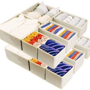 12 Pack Drawer Organizers, Drawer Dividers Storage Bins, Foldable Drawer Organizers for Clothing, Cloth Clothes Drawer Organizer for Underwear,Folded Clothes,Baby Clothing,Socks,Bra,Towels,Ties