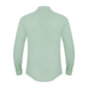 JEKAOYI Button Down Linen Shirts for Men Casual Long Sleeve Regular Fit Cotton Beach Shirts with Pocket Mint Green