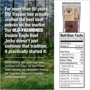 Old Trapper Double Eagle Beef Jerky, Old-Fashioned Flavor, 21oz. 80-Count Package, Delicious Jerky Snacks, 10 Grams of Protein and 80 Calories per Serving (Pack of One)