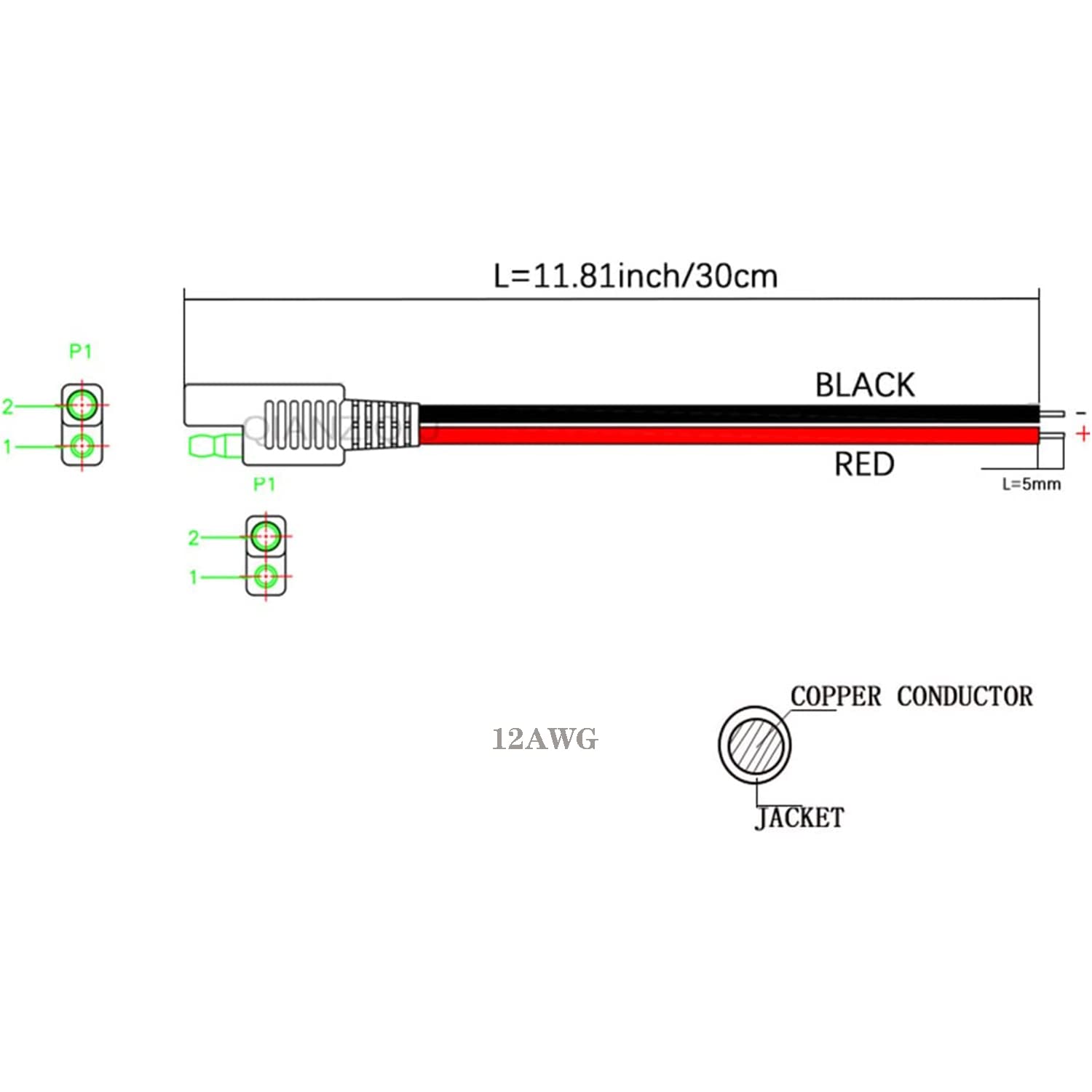 LIXINTIAN 12AWG SAE Connector Extension Cable, (3Pack) SAE Quick Connector Disconnect Plug SAE Automotive Extension Cable, Solar Panel SAE Plug- 30cm/1ft