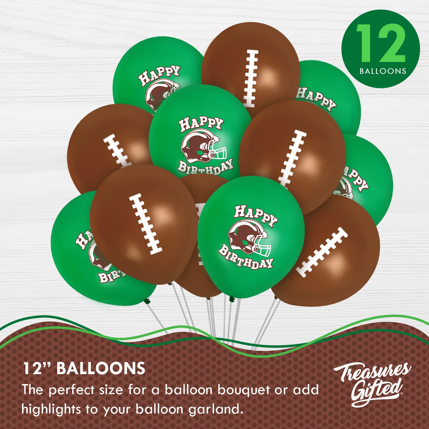 Treasures Gifted Birthday Football Party Decorations - Serves 24 Guests - Complete Set of Football Party Supplies - Football Decorations, Football Party Tablecloth, Football Plates & More!