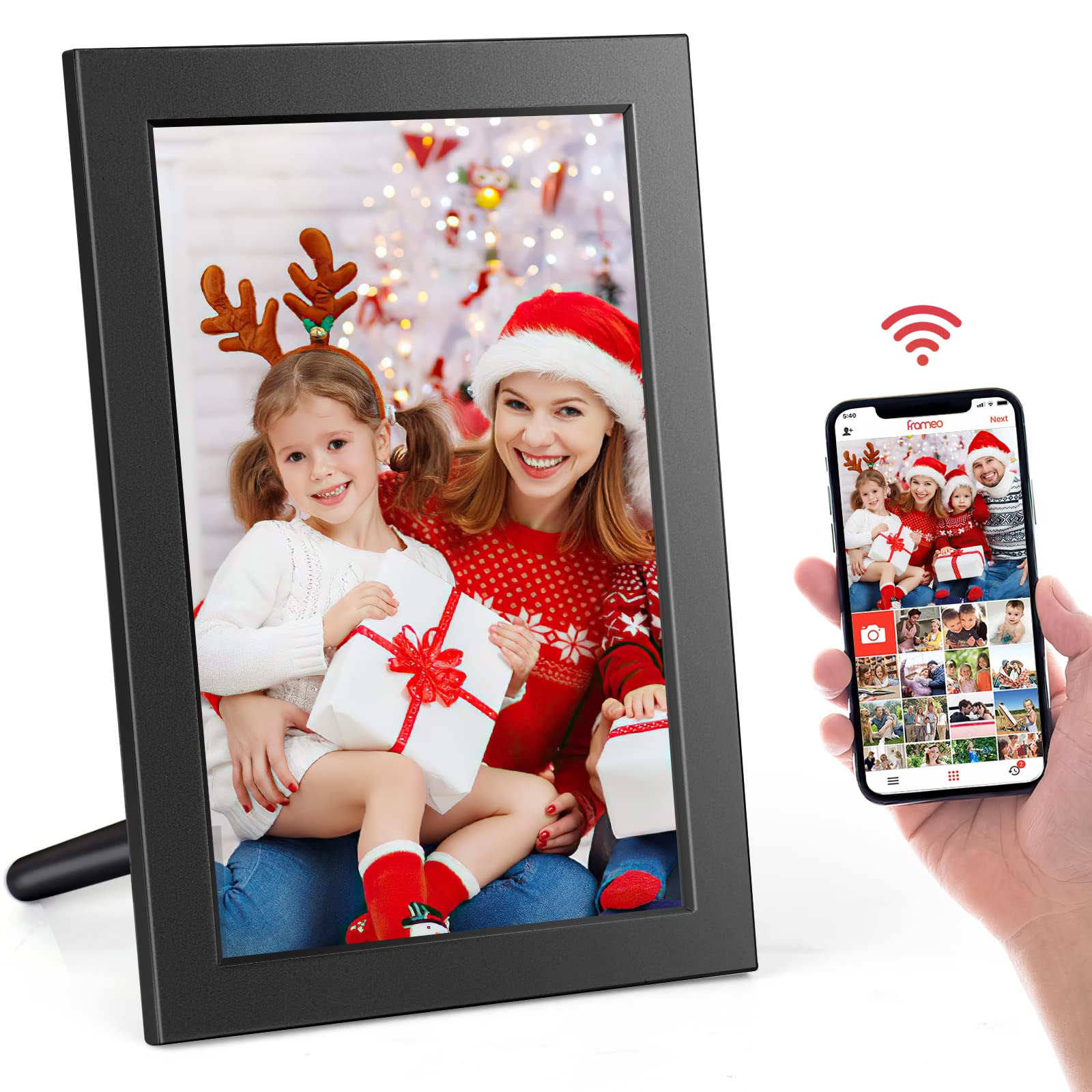 Digital Picture Frame 10.1 inch Wi-Fi Digital Photo Frame, Smart Wi-Fi Photo Frame Electronic with 32GB Storage IPS Display, Easy Setup to Share Photos or Videos by Frameo App Anywhere Anytime