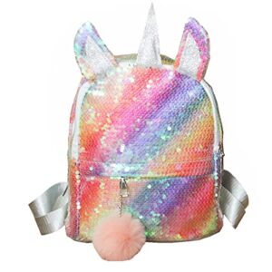 mayebridge cute small unicorn backpack with kawaii plush pendant for women,party mini backpacks (colorful unicorn)