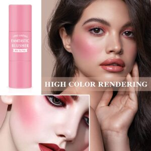 Waterproof Multi Cream Blush Stick with brush,Lightweight,Long-lasting,Easy To Use,2 in 1 Multi Stick Blush for Cheeks & Lip Tint & Eyeshadow Makeup,Suitable for All Skin (#01 Milk Tea Pink)