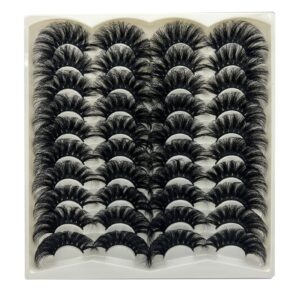 25MM Lashes Mink Fluffy Long 20 Pairs Dramatic 3D Mink Lashes Pack, Reusable 5D Thick Long 25 MM False Mink Eyelashes Bulk