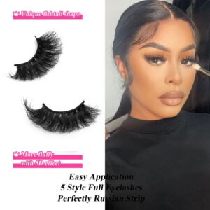 25MM Lashes Mink Fluffy Long 20 Pairs Dramatic 3D Mink Lashes Pack, Reusable 5D Thick Long 25 MM False Mink Eyelashes Bulk