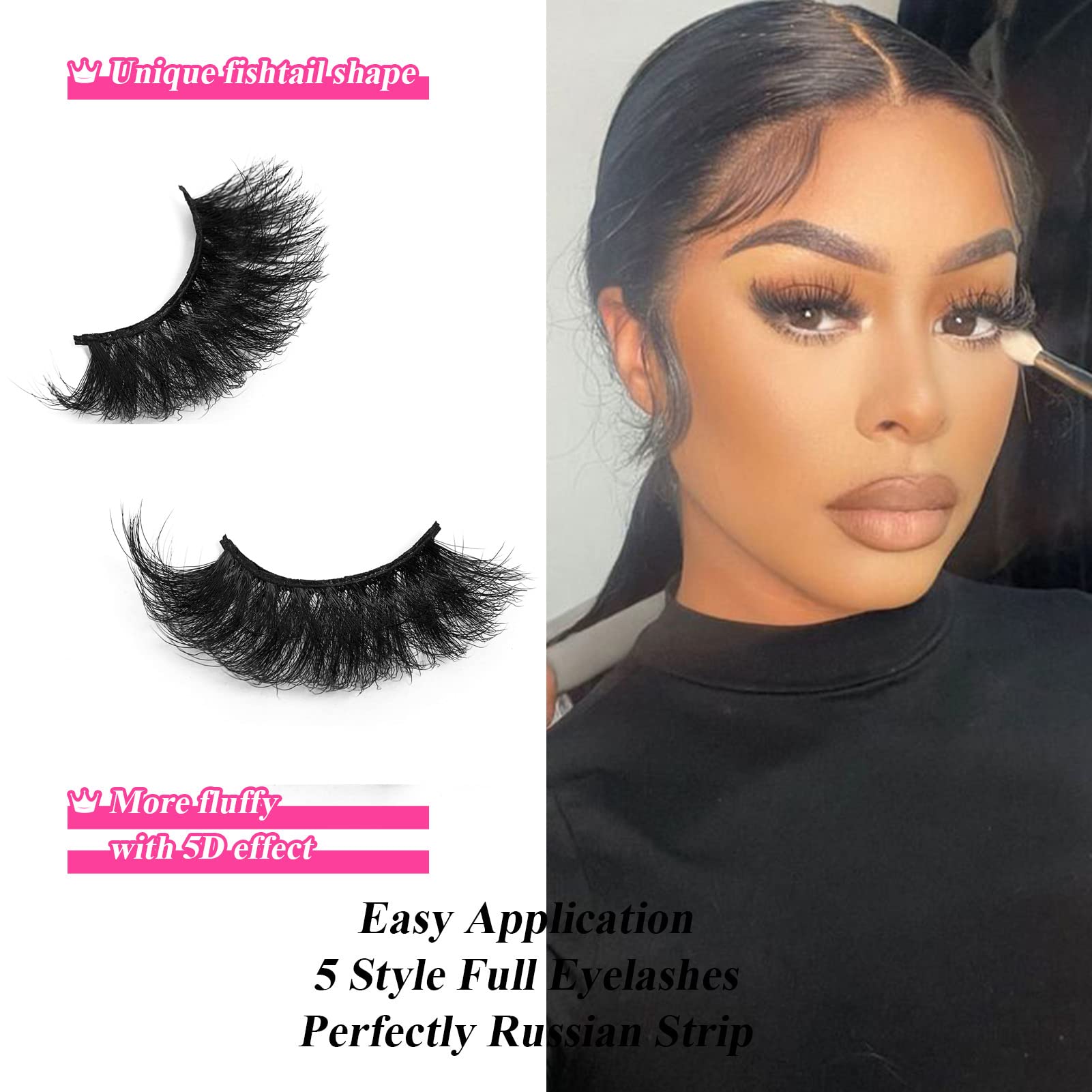 25MM Lashes Mink Fluffy Long 20 Pairs Dramatic 3D Mink Lashes Pack, Reusable 5D Thick Long 25 MM False Mink Eyelashes Bulk