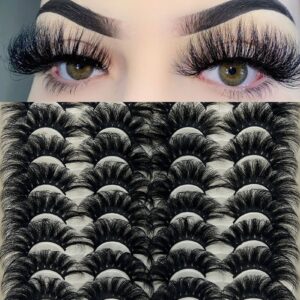 25MM Lashes Mink Fluffy Long 20 Pairs Dramatic 3D Mink Lashes Pack, Reusable 5D Thick Long 25 MM False Mink Eyelashes Bulk