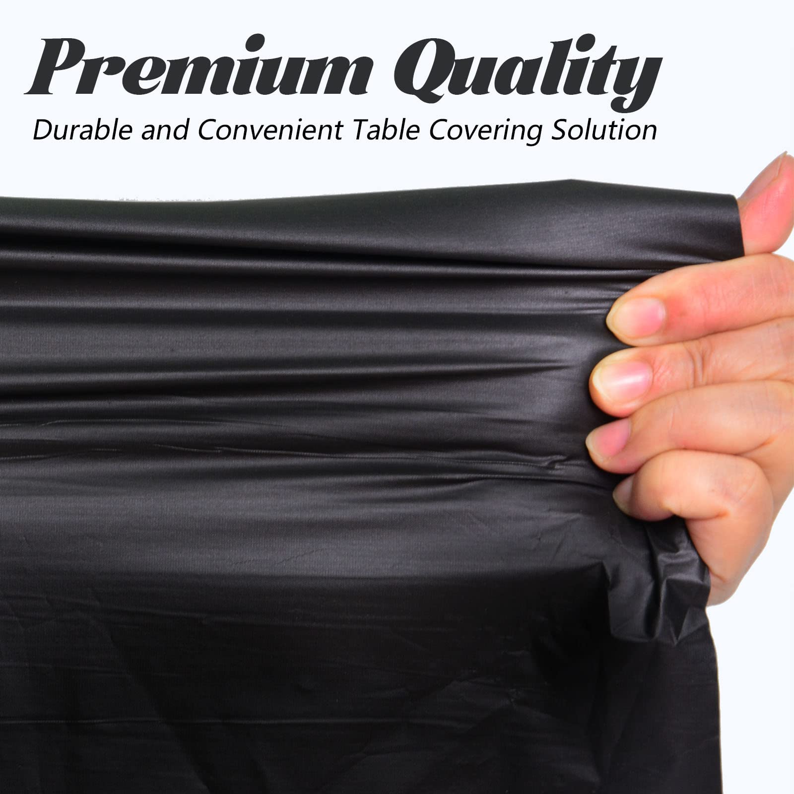 Vrisssot Plastic Table Cover Roll Disposable Tablecloth: 54in X 120ft Table Covers Plastic Table Cover Roll with Easy Slide Cutter Plastic Table Cloths for Parties Disposable-Black