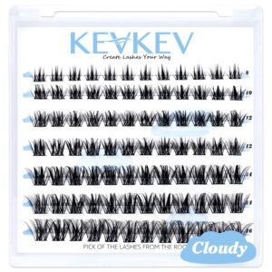 lash clusters 84 pcs cluster lashes natural look diy lash extension lashes that look like extensions wispy lashes fluffy eyelash clusters thin band & soft (cloudy,d-8-16mix)